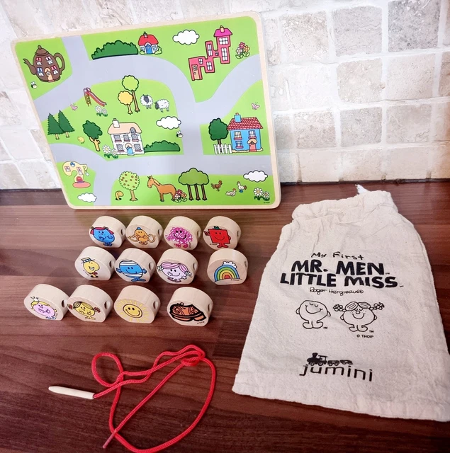 MR MEN LEARNING Threading Character Wooden Playset And Board Jumini £5. ...