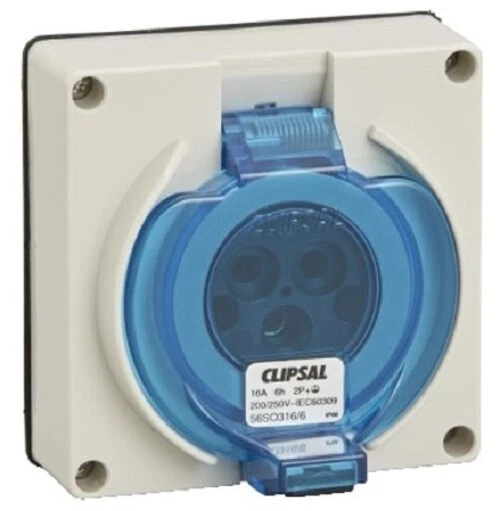 CLIPSAL 56-SERIES SURFACE SOCKET 250V 3-Pin Round,Less Enclosure GREY ...