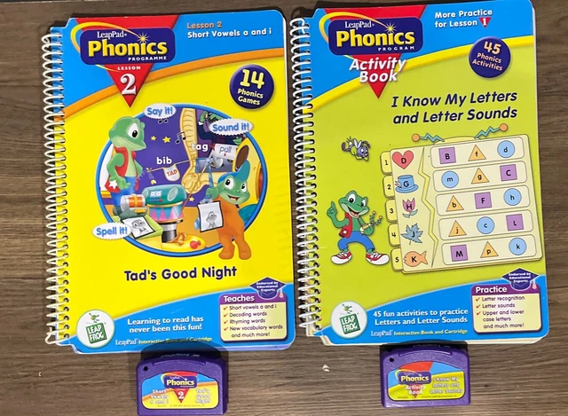 LEAP FROG LEAPPAD Phonics Interactive Books & Cartridges Lesson 1 & 2 ...