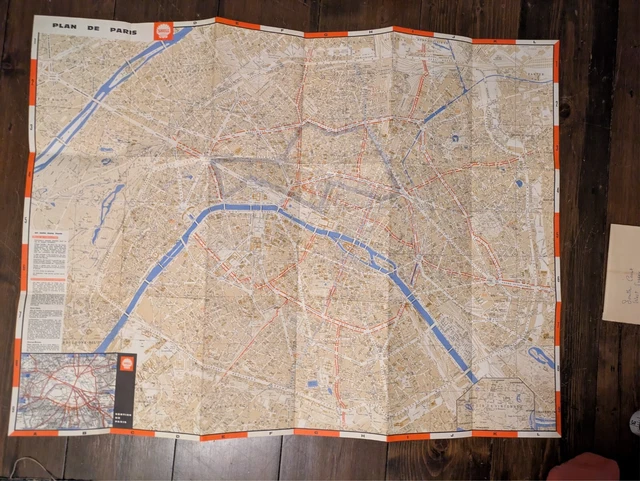 VINTAGE FOLDING MAP of Paris 1966 Plan de Paris £11.12 - PicClick UK