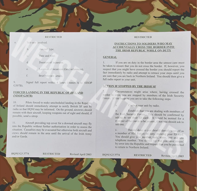BRITISH ARMY RAF Op Banner NI Operational Aide Memoire HQNI G3 3774 ...