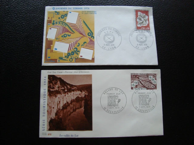 FRANCE - 2 enveloppes 1er jour 1974 (vallee du lot/journee timbre) (cy71) french EUR 1,70 ...