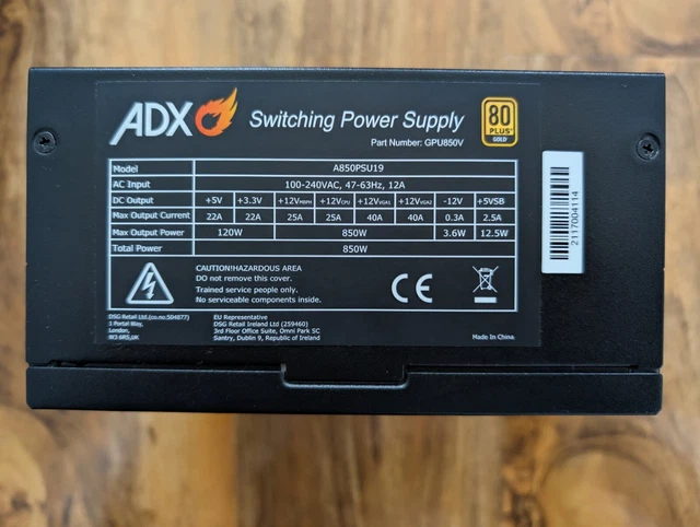 ADX POWER 80PLUS Gold 850W Modular ATX Power Supply A850PSU19 - Black £ ... ADX POWER 80PLUS Gold 850W Modular ATX Power Supply A850PSU19 - Black £ ...