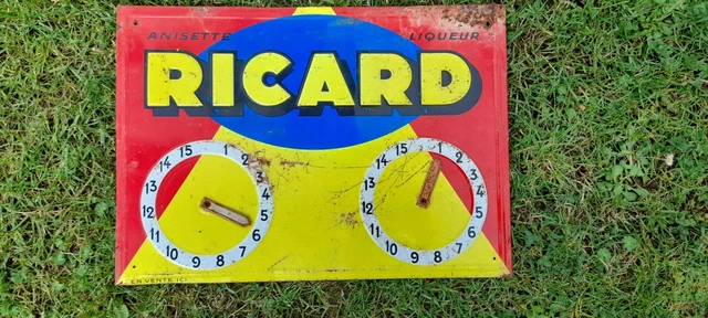 ANCIENNE PLAQUE TÔLE pétanque RICARD boule concours compteur de points ...