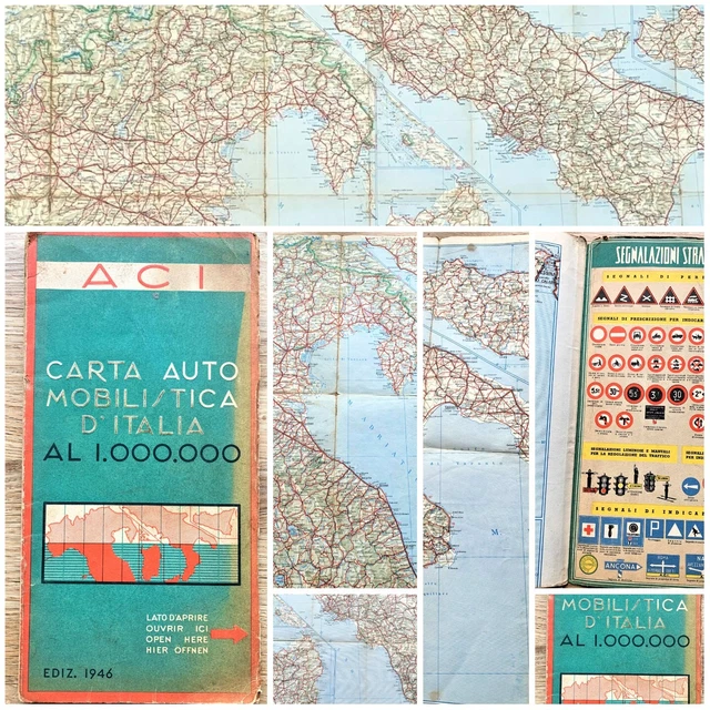 MAPPA VINTAGE, ITALIA, 1946 ACI, Carta Auto Mobilistica D'Italia, AL 1. ...