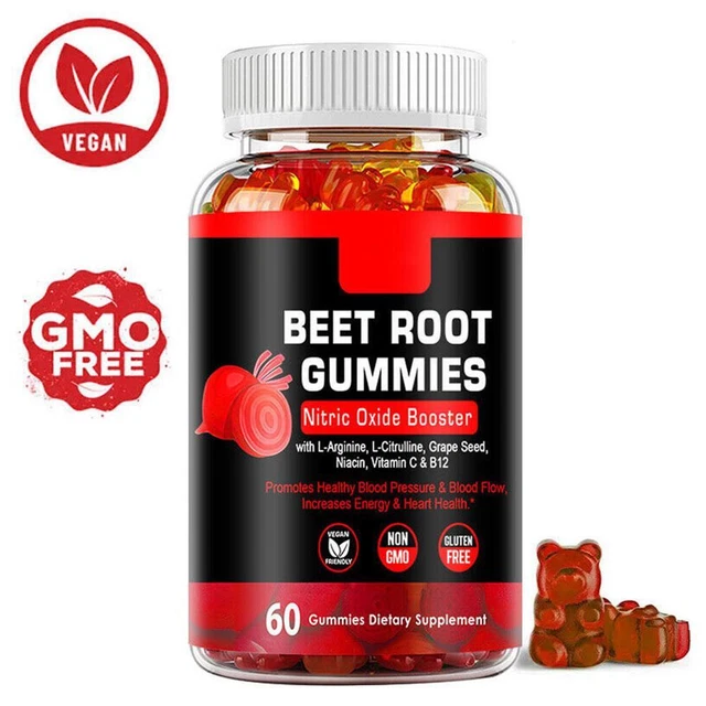 SUGAR FREE NITRIC Oxide Beetroot 60 Gummies - Heart Health, Blood ...