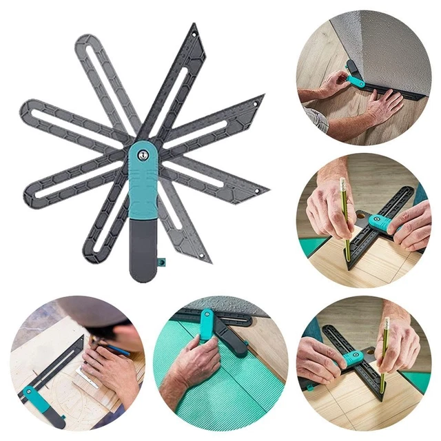 ADJUSTABLE ANGLE RULER Measuring Gauge Woodworking Ruler Angular Bevel ...