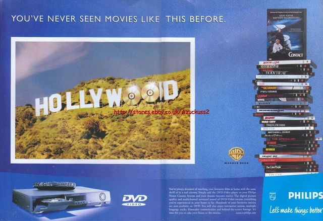 PHILIPS DVD PLAYER "Hollywood" 1999 Magazine Double Page Advert #4961 £ ...