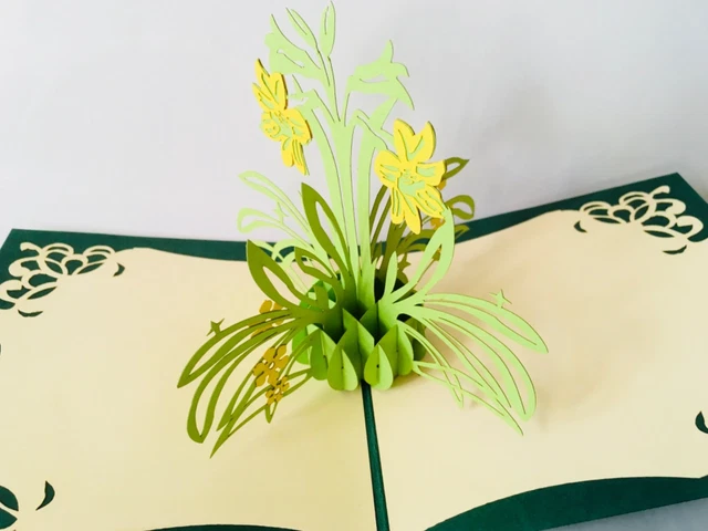 YELLOW LILY, 3D Folding Card, Congratulations Card, Pop Up Card ...