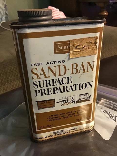 VINTAGE SEARS SAND-BAN Surface Preparation Can, One Pint 3/4 Full ...