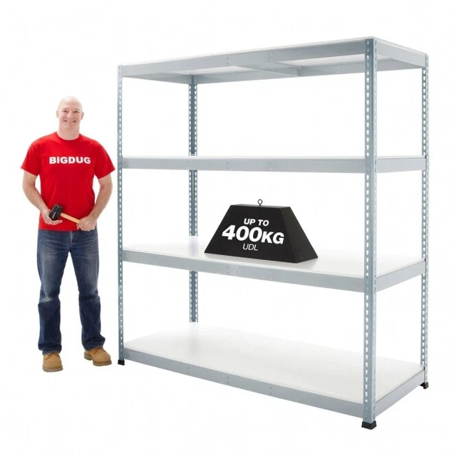 BIGDUG 4 TIER Heavy Duty Racking Shelving Unit 198cm 1600kg Galvanised ...