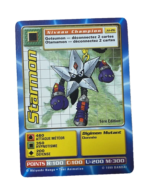 CARTE STARMON DIGIMON 1999 French cards toei animation bandai JD-26 EUR ...