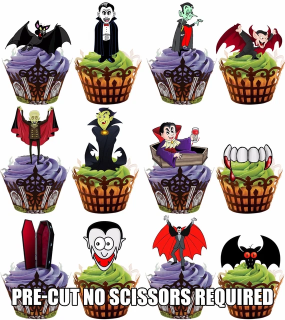 PRE-CUT HALLOWEEN VAMPIRE Mix - Edible Cupcake Toppers Party Cake ...