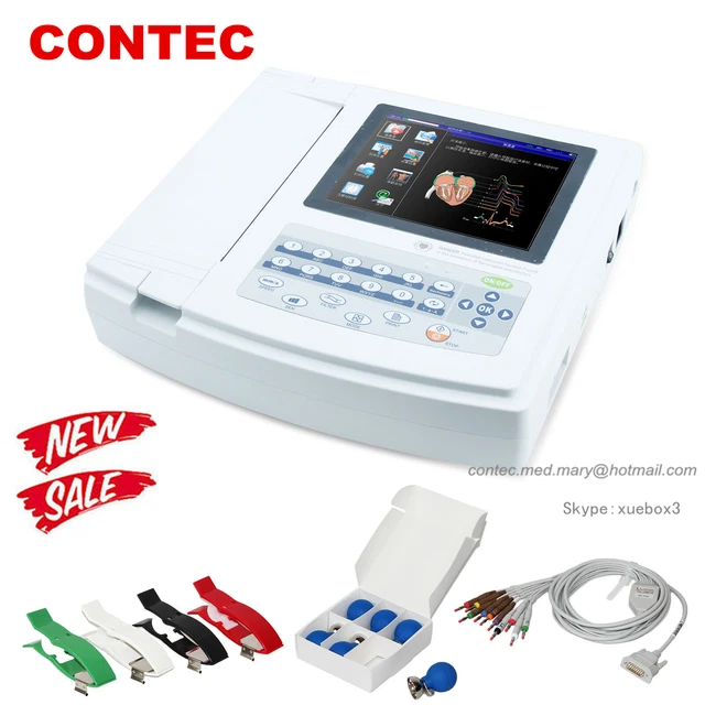 12-LEAD DIGITAL 3-CHANNEL Electrocardiograph ECG/EKG Machine ...