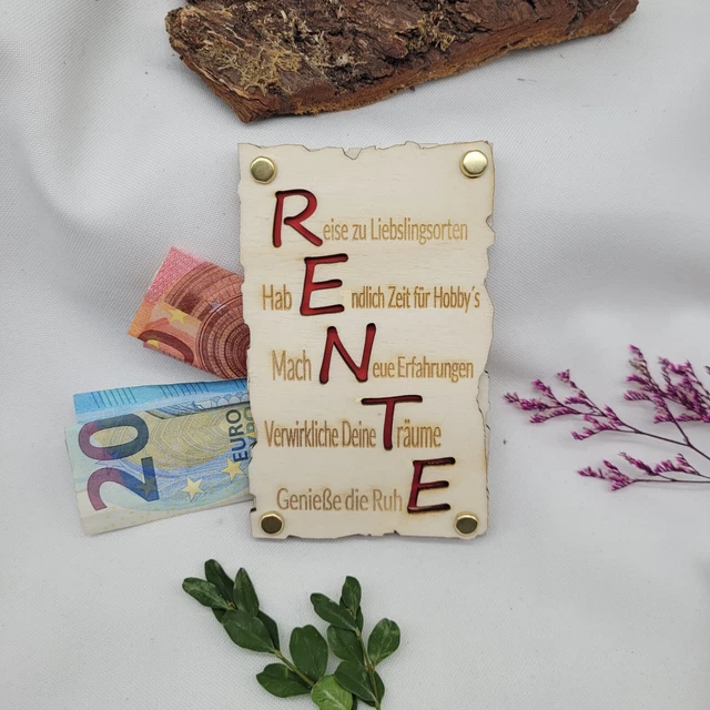 GLÜCKWUNSCHKARTE RENTE GELDKARTE Geschenk Holz Glückwunsch Kollege EUR ...