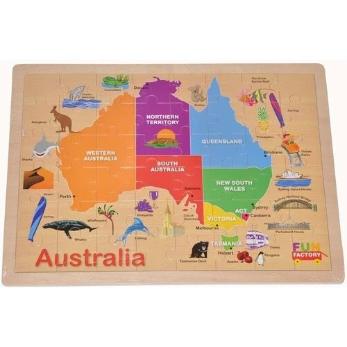 WOODEN JIGSAW PUZZLE AUSTRALIAN MAP Australia GEOGRAPHY PRESCHOOL ...