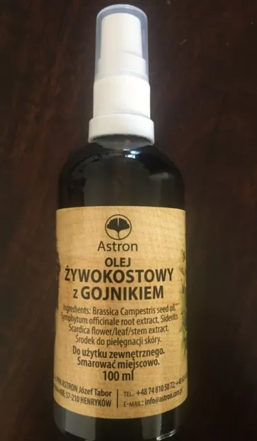 OLEJ ŻYWOKOSTOWY Z Gojnikiem Astron Comfrey Oil with Mountain Tea 100ml ...