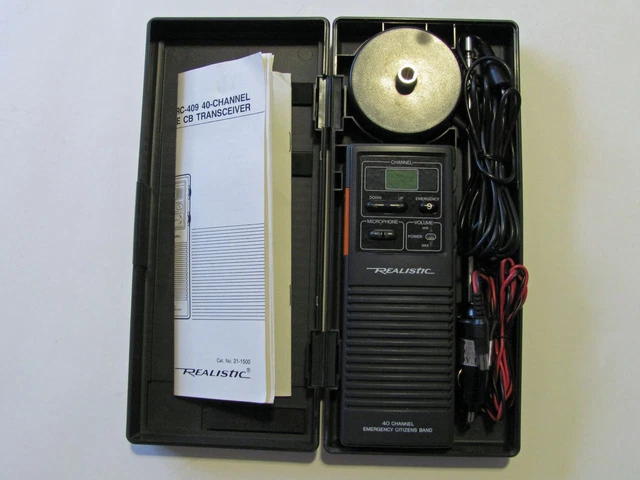 VINTAGE REALISTIC 40 Channel Emergency CB Radio TRC-409 & Fox Antenna ...