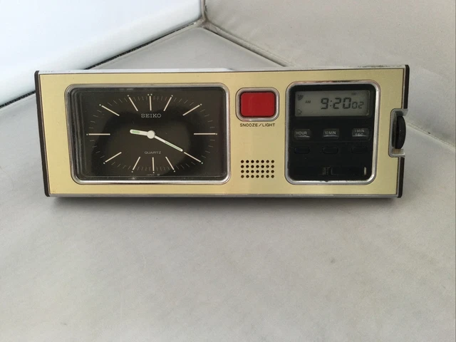 RARE SEIKO QUARTZ Midcentury Alarm Clock Duel Display W Light Retro ...