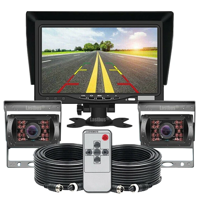CAR REVERSING CAMERA x2 7" LCD Monitor Truck Bus Van Rear View Wired ...