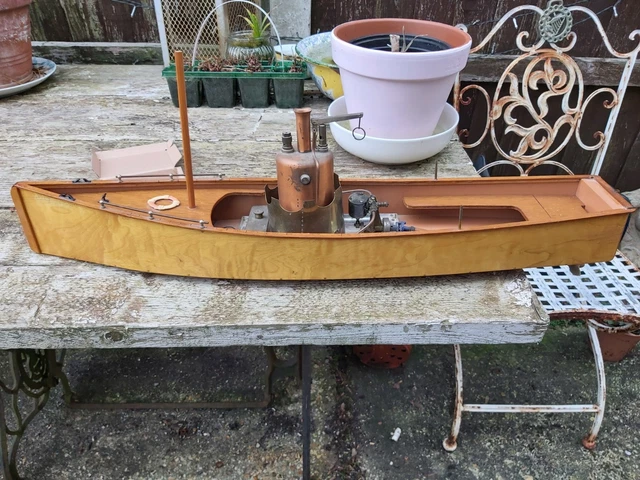 OLD STEAM MODEL launch boat, vertical Steam boiler, Modeen Cruiser ...