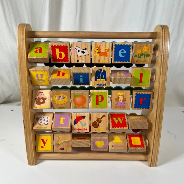 WOODEN ABACUS DOUBLE Sided Alphabet Animals Toy Wooden Calculator ...