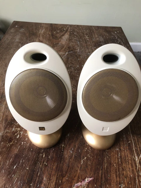KEF HTS2001 SATELLITE speakers (x2) with surface stands, Gold £40.00 ...