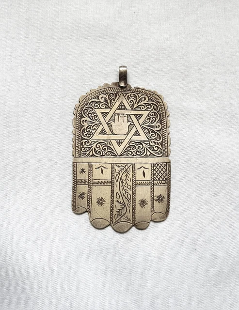 MAROC - ANCIENNE main de Fatima Judaïca en argent moulé ”Khamsa ...
