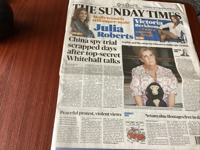 THE SUNDAY TIMES Newspaper October 5 2025 China Spy Trial, Palestine ...