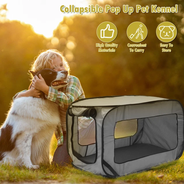DOG TRAVEL CRATE Foldable Pop Up Dog Crate with Storage Bag DAT £18.11 ...