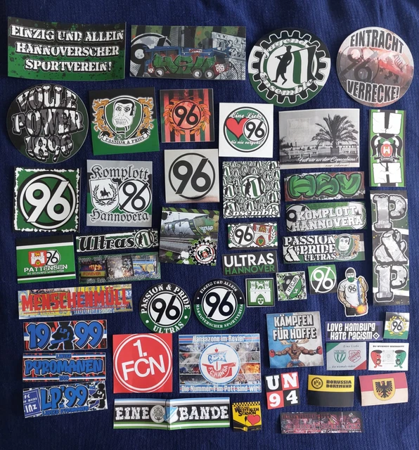 47 AUFKLEBER STICKER Fußball Ultras Fans Hannover 96 HSV Blau-Weiß Linz ...