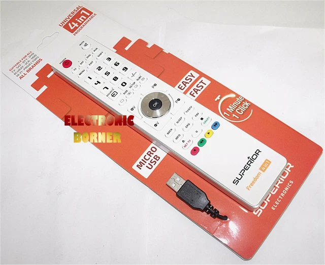 SUPERIOR FREEDOM PC Programmable Universal Remote Control for 4 Devices ...