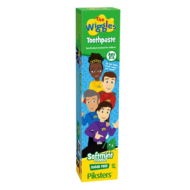 PIKSTERS THE WIGGLES Toothpaste 96g - Softmint Flavour Sugar Free Ages ...