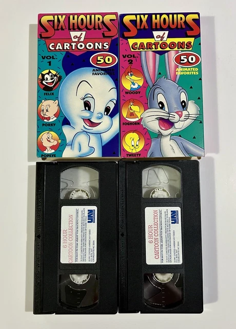 SIX HOURS OF Cartoons: Vol. 1 & 2 (VHS, 1991) 50 Animated Favorites ...
