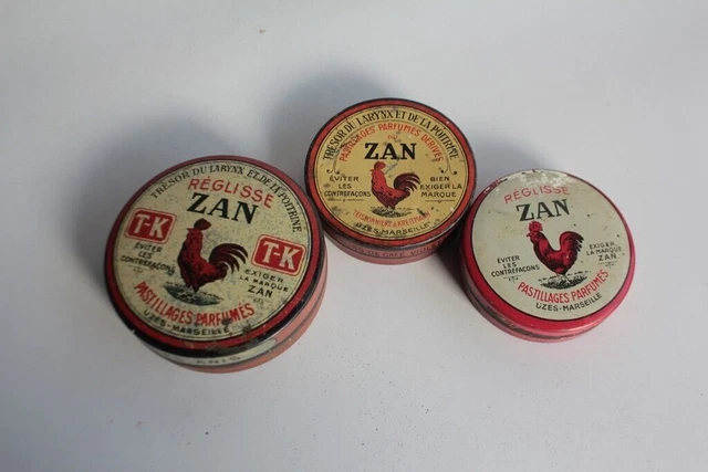 3 TIN CANDY box lithographed licorice pastille ZAN (64833) $62.94 ...