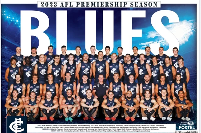 LAMINATED 2023 CARLTON blues team POSTER,AFL FOOTBALL BIG 420mm 1 £15. ...