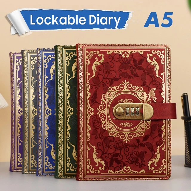 A5 RETRO PASSCODE Notebook Diary Combination Lock Lockable Secret ...