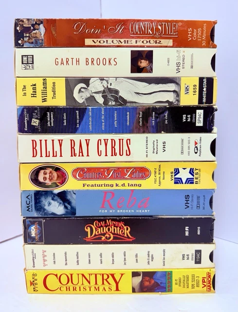 COUNTRY MUSIC VHS Lot Garth Brooks, Billy Ray Cyrus, Reba, Hank ...