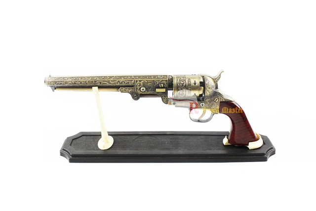 WESTERN COWBOY BLACK Powder Outlaw Revolver Pistol Replica Gun w/ Stand ...