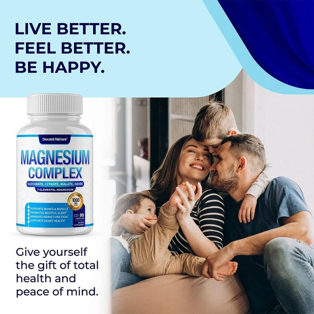 MAGNESIUM GLYCINATE 4-IN-1 Complex 1000mg - High Strength Magnesium ...