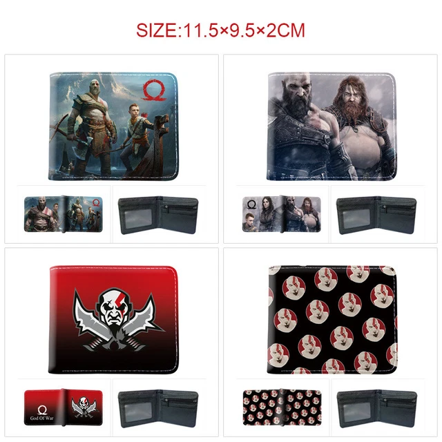 COSPLAY GOD OF War Kratos Card Holder Coin Pocket Wallet PU Cash Purse ...