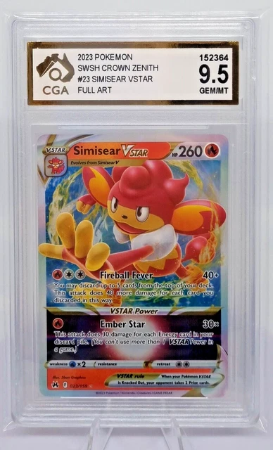 2023 POKEMON CROWN Zenith Simisear Vstar Full Art #23 CGA 9.5 £9.16 ...