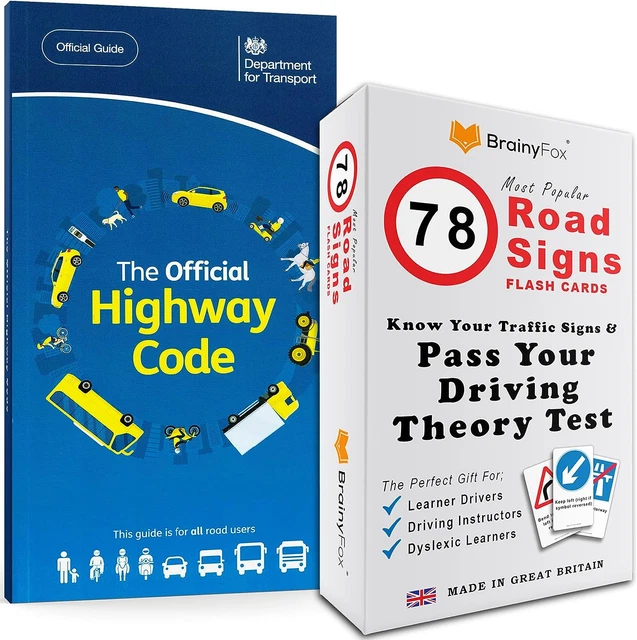 UK DRIVING THEORY Test Kit: Highway Code 2024 + Road Signs Flash Cards ...