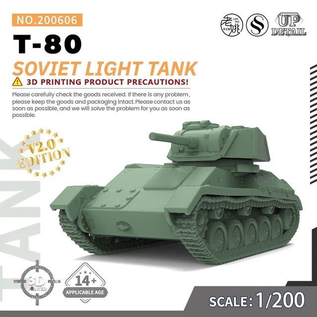 SSMODEL SS606 1/200/350/700 Military Model Kit Soviet T-80 Light Tank ...