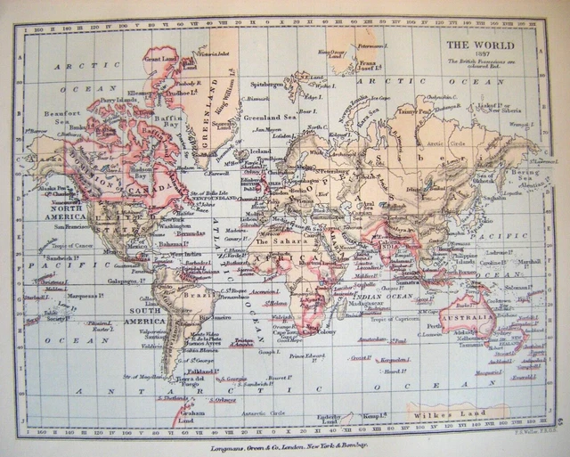 ORIGINAL 1899 ANTIQUE Map of The World in 1897 £9.99 - PicClick UK