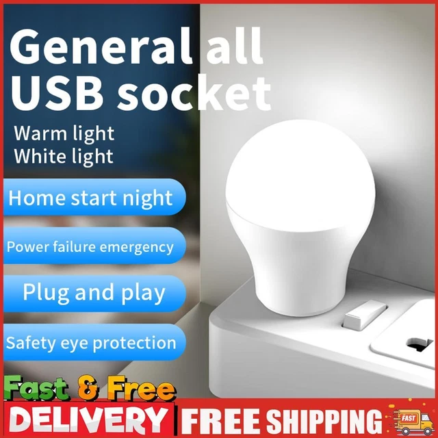 LED NIGHT LIGHT 6500K Mini USB Plug Lamp for Power Outage Emergency ...