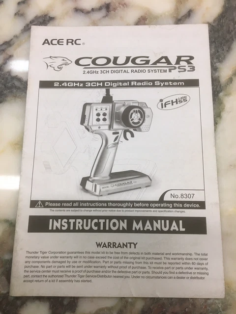 ACE RC THUNDER TIGER 1/8 4WD TRUCK BUGGY Transmitter INSTRUCTION MANUAL ...