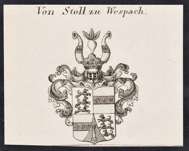 STOLL WESPACH ARMOIRIES Coat Of Arms Héraldique Genealogie Gravure sur ...