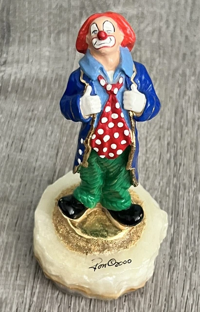 RON LEE 2000 Spiffy the Clown Figurine Thumbs Up 24k gold plate signed ...