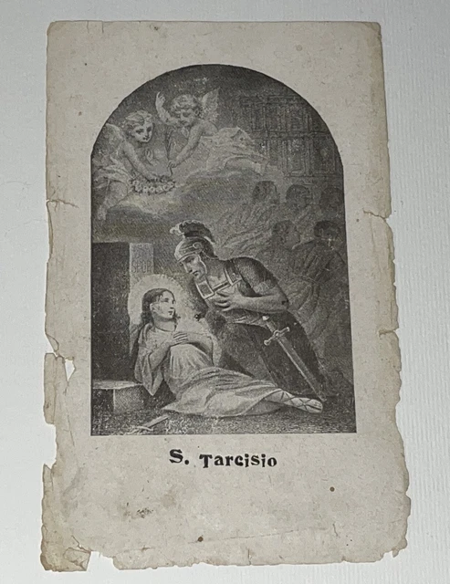 ANTICO SANTINO SAN TARCISIO DA LIBRO ANTIQUE HOLY CARD IMMAGINE SACRA ...